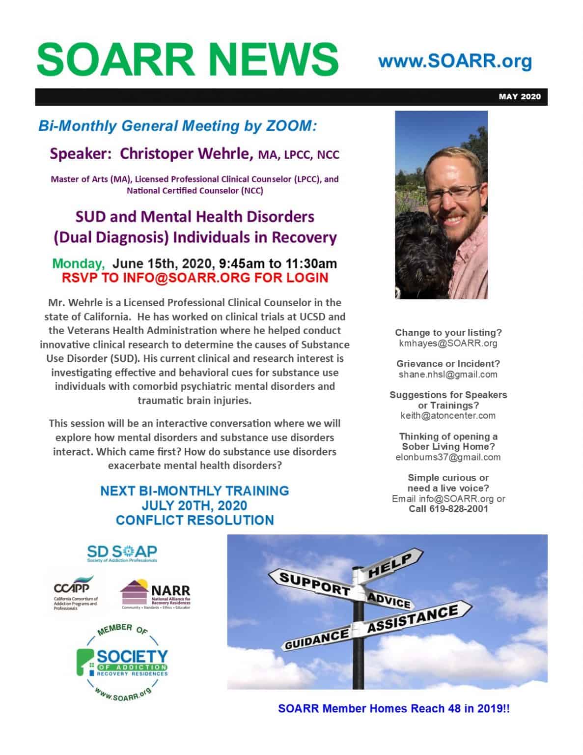 SOARR Bi-Monthly ZOOM General Meeting w/Christopher Wehrle, MA, LPCC ...